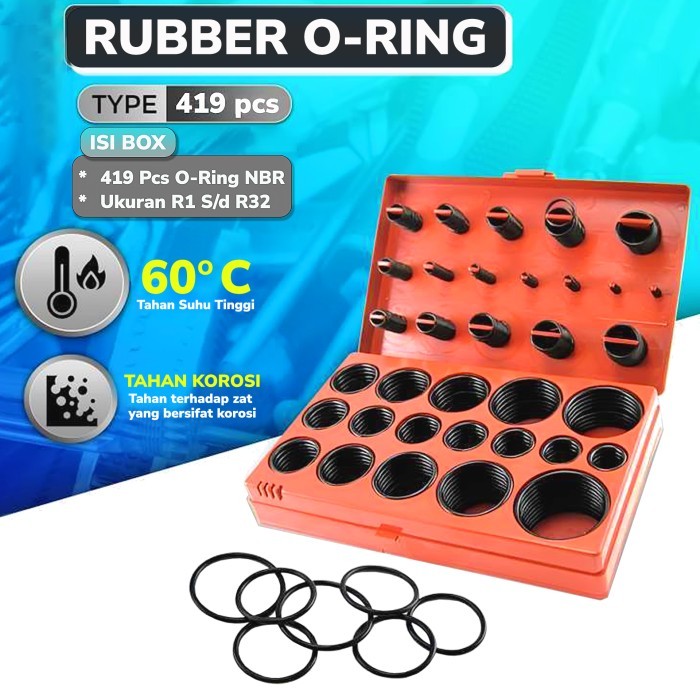 Jual SET 419 PCS Oring O Ring O-Ring Seal Karet Hitam Nitrile Rubber NBR Universal Seal Sil ...