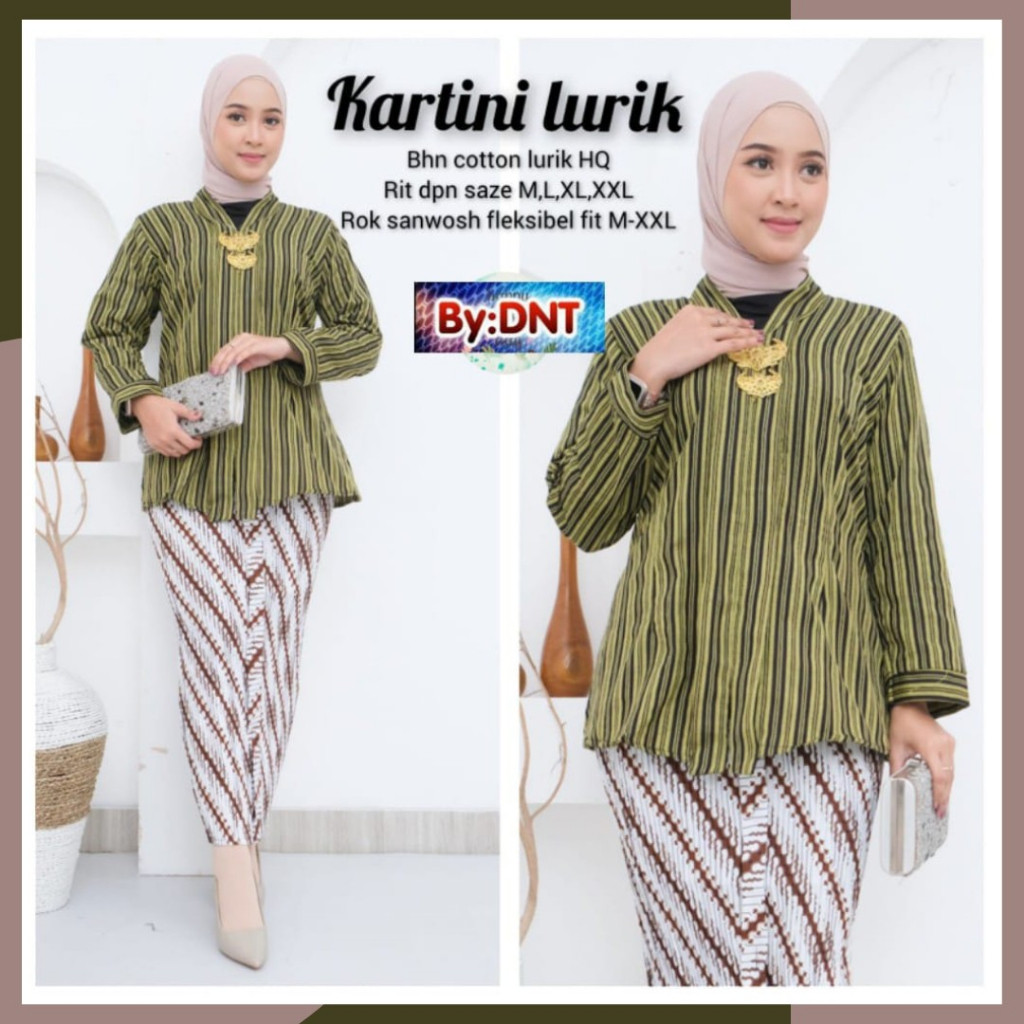 Jual Baju KARTINI Setelan Kebaya Lurik nita Modern Kekinian Atasan & Rok Simpel Elegan Kualitas ...