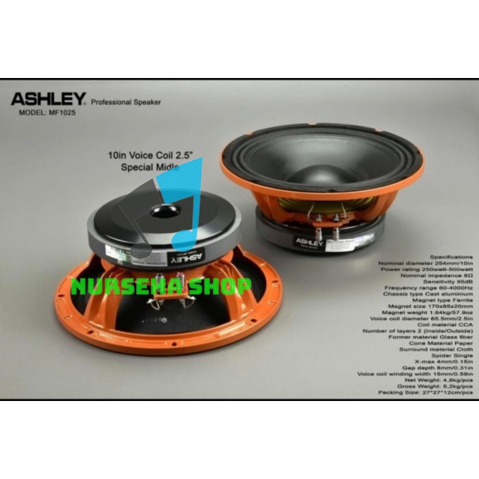 Jual Speaker ASHLEY 10 inch MF1025 / MF 1025 Original SPECIAL MIDDLE ...