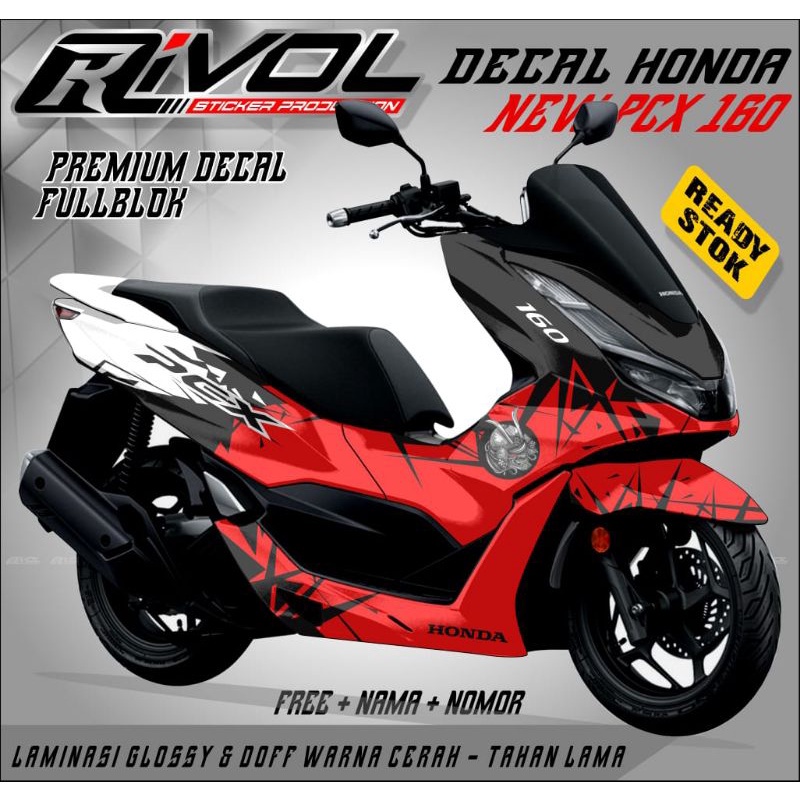 Jual stiker variasi decal honda pcx abs 160 full body warna merah ...