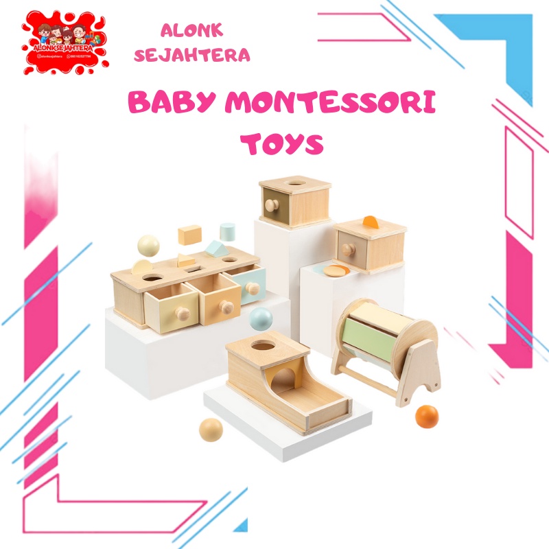 Jual [ALONK.S] baby montessori toys macaroon color coin box ball box ...