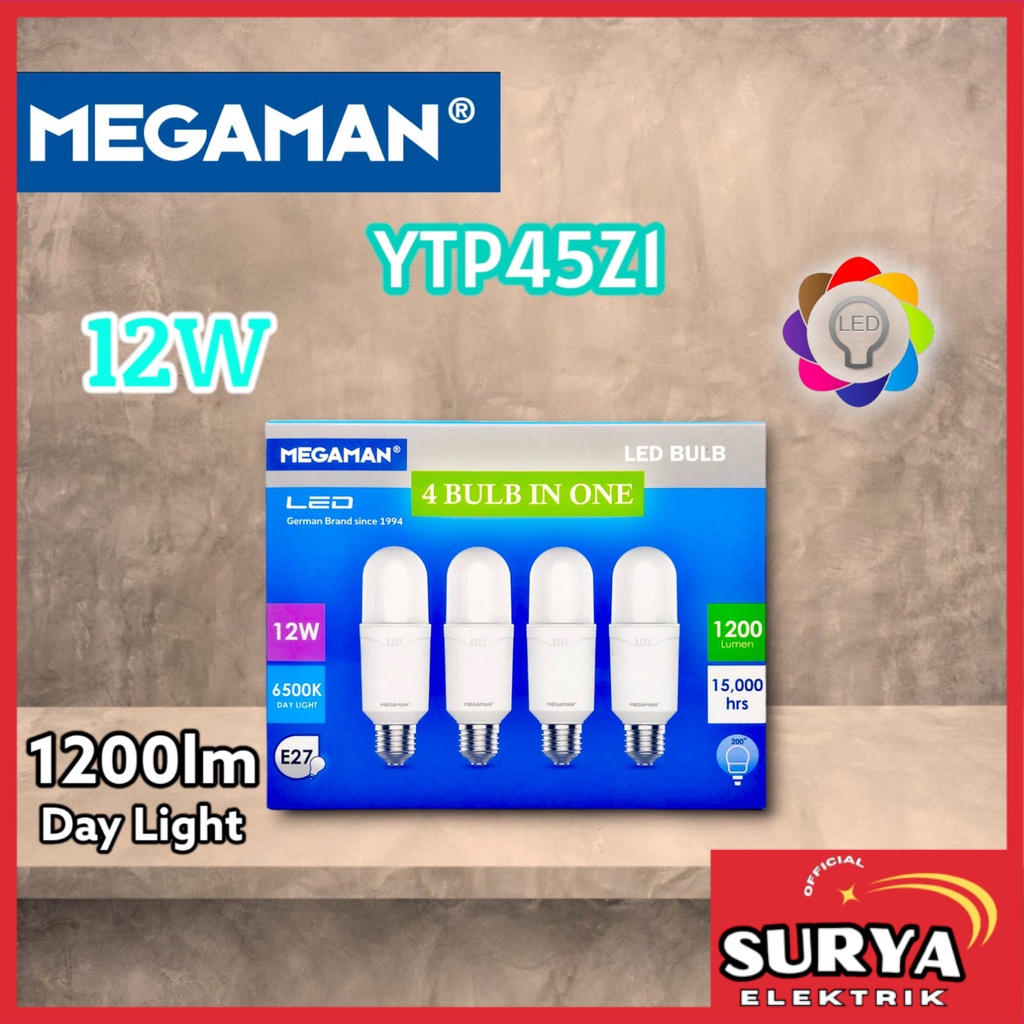 Jual Paket 4 Pcs Bohlam Lampu MEGAMAN LED STICK P Bulb 12 Watt Daylight Putih | Shopee Indonesia