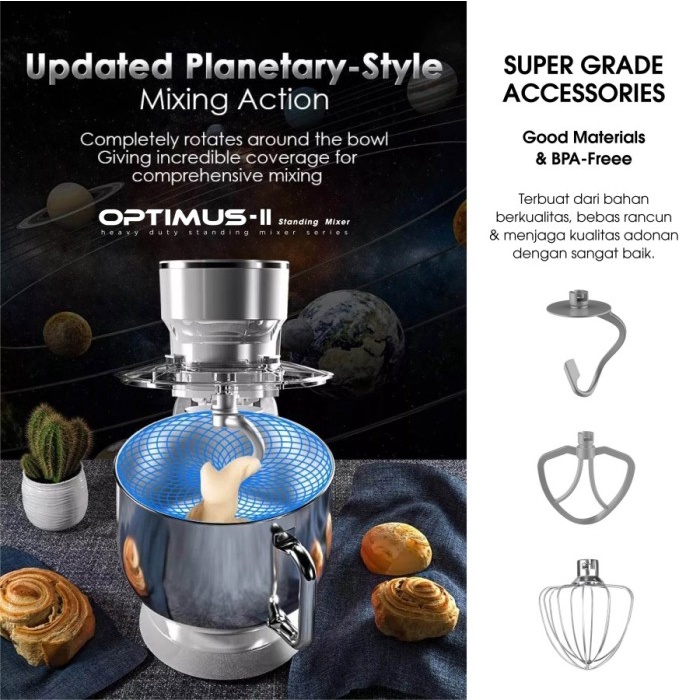 Jual Stand Mixer Profesional Oxynic Optimus-II Cap 7L Low Watt 350W ...