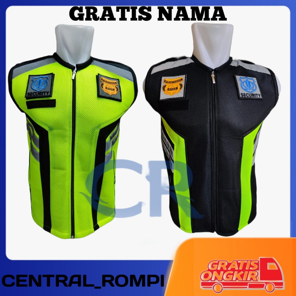 Jual Raja_Rompi Rompi Security/Satpam Bahan DoubleMesh Variasi Strip ...