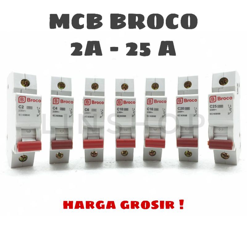 Jual MCB BROCO 1 PHASE 2A, 4A, 6A, 10A, 16A, 20A, 25A, 32A, 40A (HARGA GROSIR) BROCO MCB 1 PHASE ...