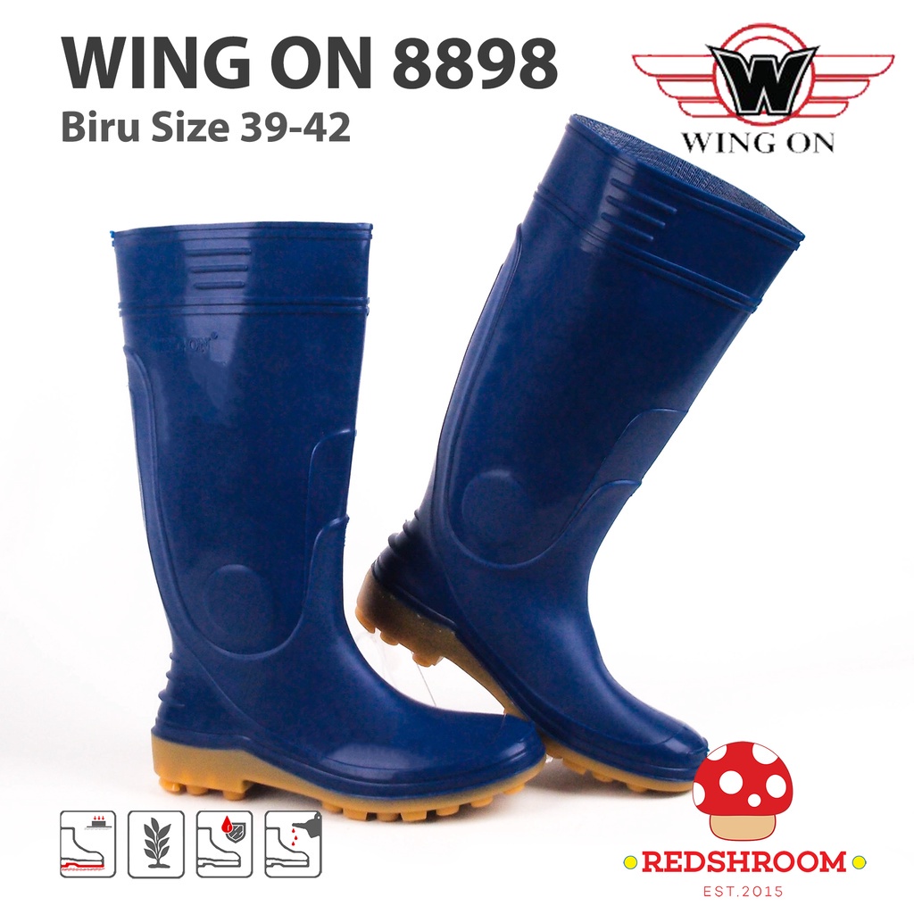 Jual Sepatu Boot Tinggi WING ON 8898 Biru Boots Karet Lokal Lentur ...