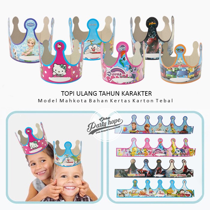 Jual Topi Ultah Anak MAHKOTA / Topi Lingkar HBD Nama / Topi Ultah ...