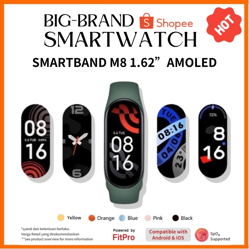 Jual Smart Band M8 Jam tangan elektronik pria smartwatch wanita super long battery life calories ...