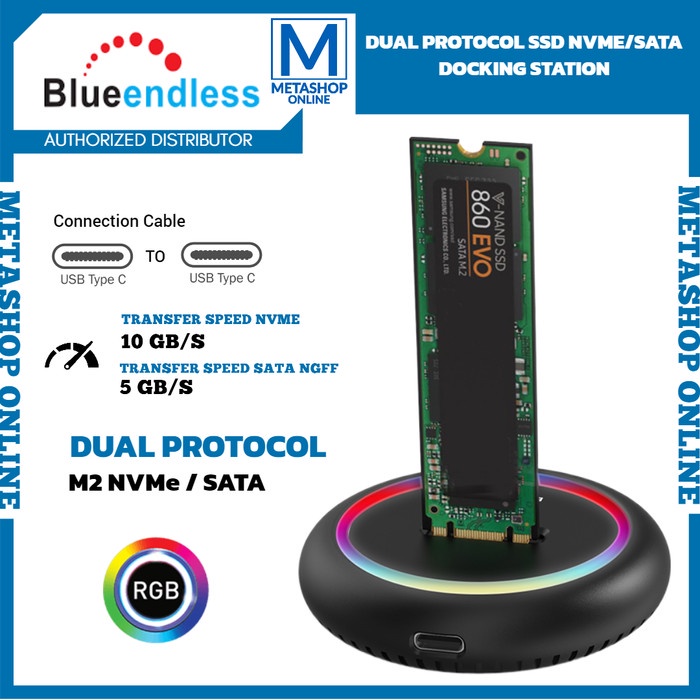 Jual Blueendless Docking Station RGB Dual NVME NGFF SATA SSD M.2 USB 3.1 | Shopee Indonesia