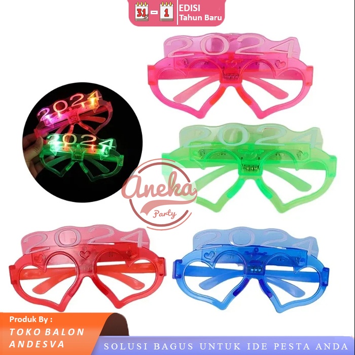 Jual isi 12 kacamata led nyala 2024 / kacamata happy new year ...