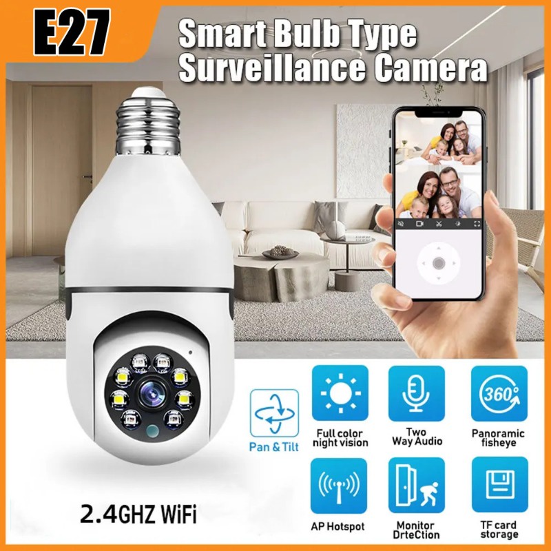 Jual E27 Bulb Camera WiFi Pengawasan Video Dalam Ruangan Keamanan Rumah ...