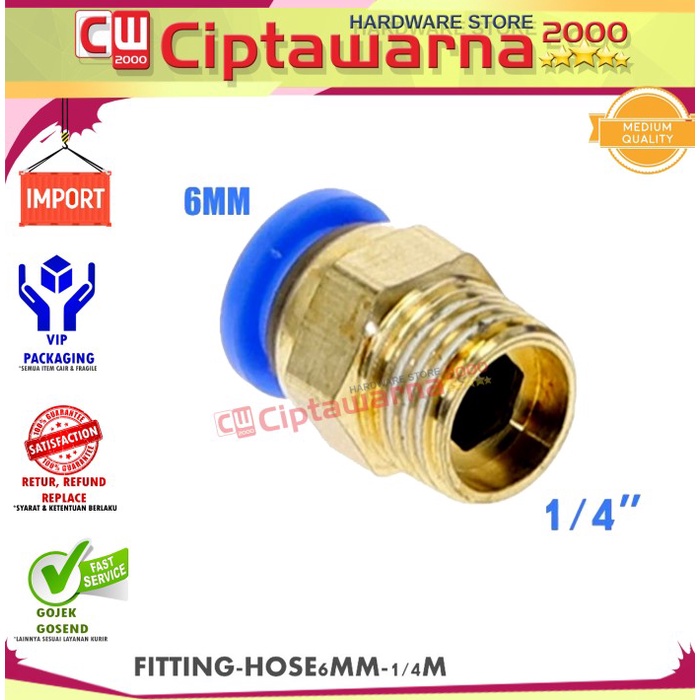Jual Fitting Pneumatic Lurus Male Drat 1/4" - Selang 6Mm 8Mm 10Mm 12Mm ...