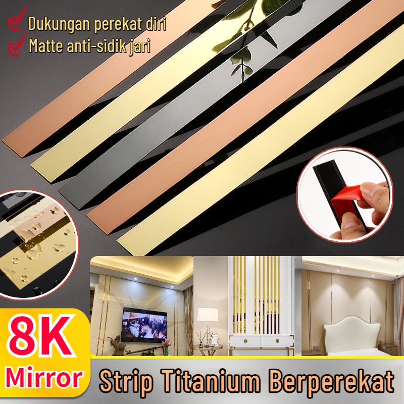 Jual 3M List Plat Strip Mirror Gold / Stainless SS201 Steel Flat ...