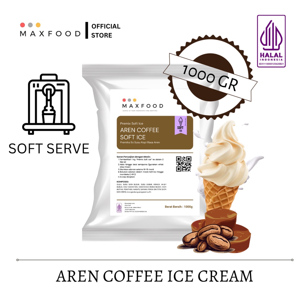 Jual Maxfood - Soft Aren Coffee Ice Cream / Bubuk Es Krim Rasa Kopi ...