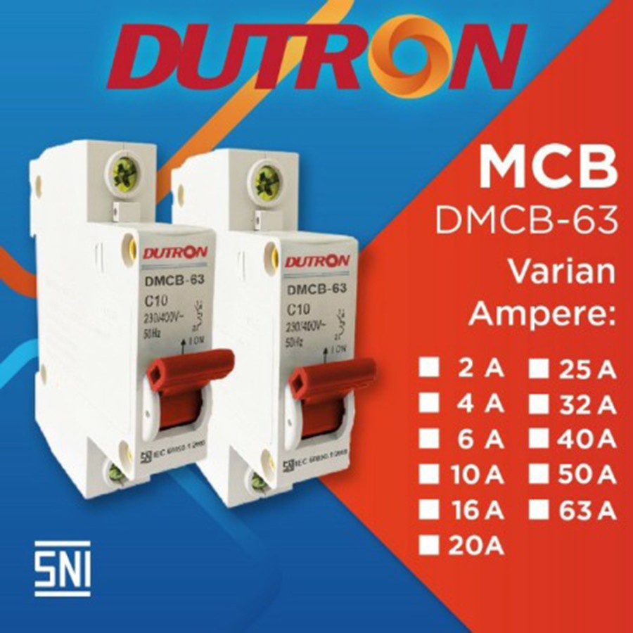 Jual MCB DUTRON 10A 2A 4A 6A 16A 20A 25A 32A 40A 50A 63A 1 Phase 1Phase SNI | Shopee Indonesia