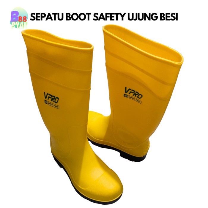 Jual SEPATU BOOT KARET SAFETY UJUNG BESI YELLOW SEPATU KERJA SAFETY ...