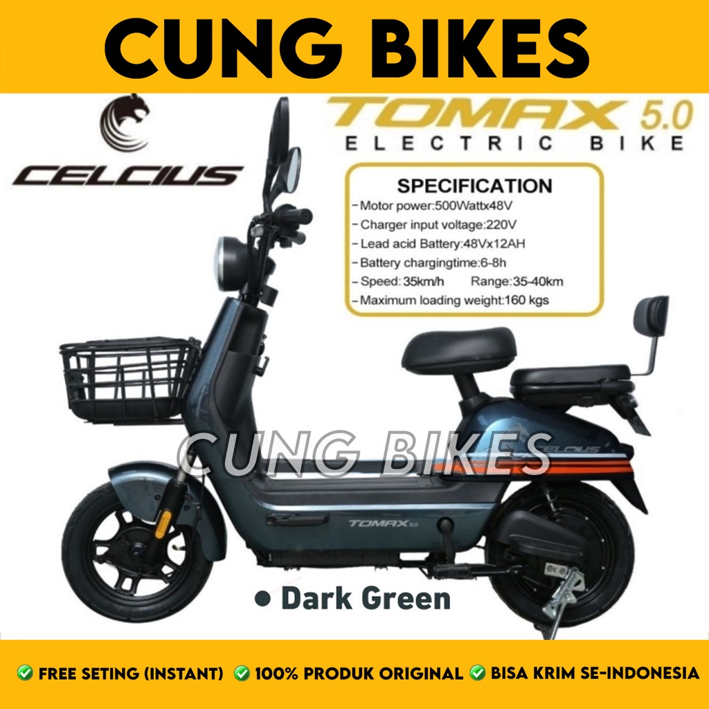 Jual Sepeda Listrik Electric E Bike CELCIUS TOMAX 5.0 NEW 500 Watt | Shopee Indonesia