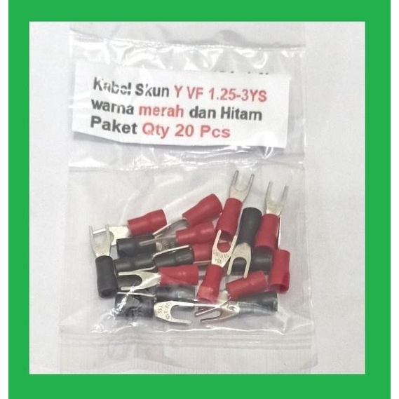 Jual Paket 20 Pcs Kabel Skun Y VF 1.25-3YS warna merah dan Hitam | Shopee Indonesia
