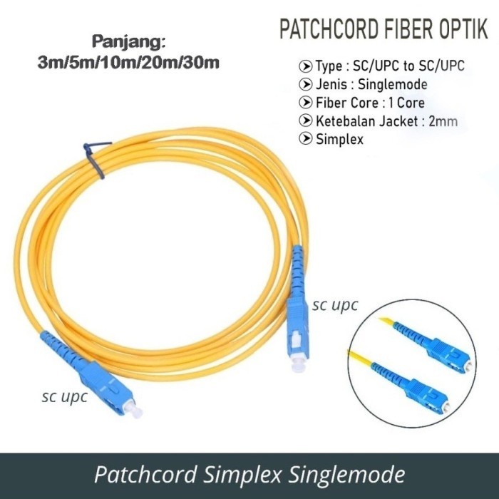 Jual Kabel Patchcord FO Fiber Optic SC SC FTTH Singlemode 3m 5m 10m 20m ...