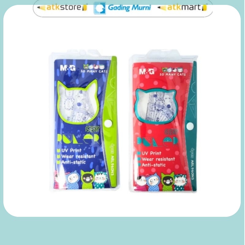 Jual M&G 1 Set Penggaris Set 4 in 1 Busur derajat Penggaris Segitiga Siku Mika Ruler Set 4pcs ...