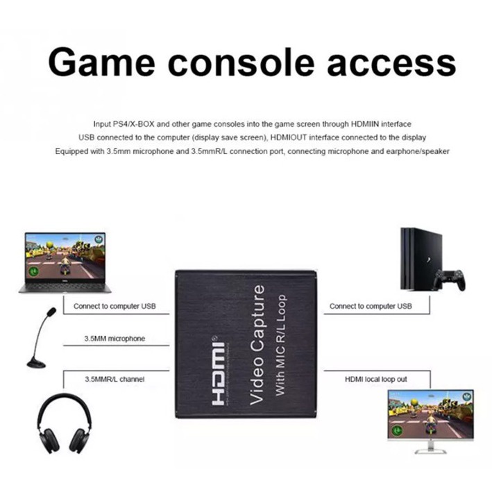 Jual Video Capture Card With Mic R/L Loop 4K 1080p 60fps Best Quality ...