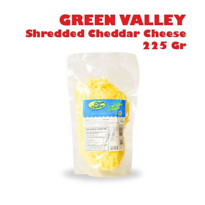 Jual GREEN VALLEY Shredded Cheddar Cheese Keju Parut Cheddar 225 Gr ...