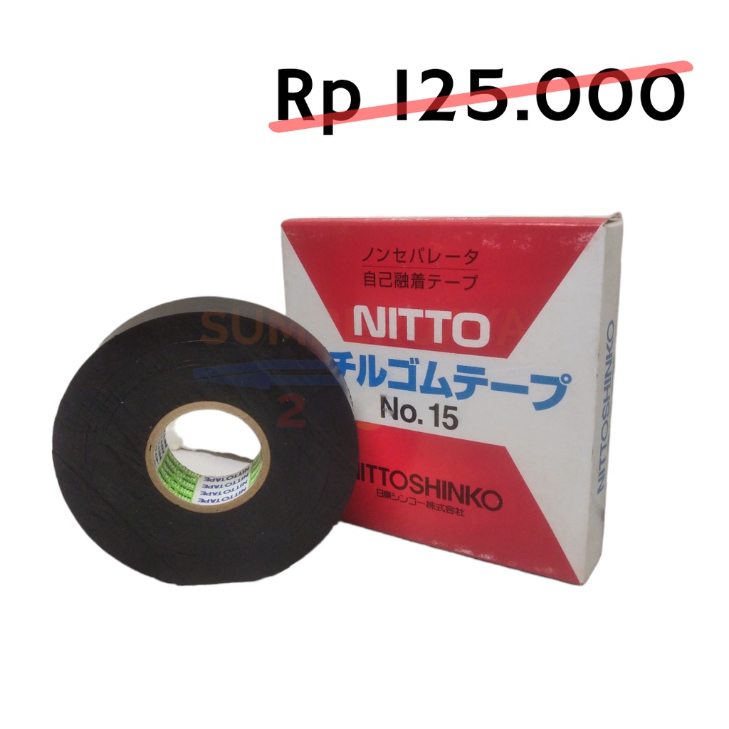 Jual Solasi Karet Perekat NITTO Butyl Rubber No.15 Hitam 19MM X 0,5MM X ...