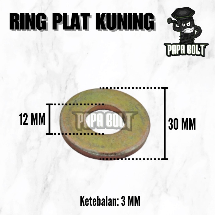 Jual Ring Plat M12 / WP 12x30mm / Washer Plate KUNING | Shopee Indonesia