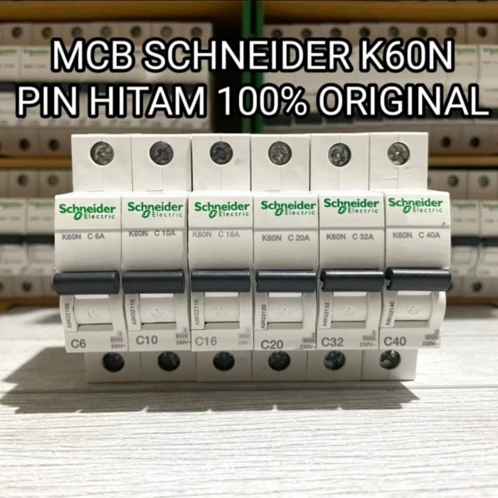 Jual MCB Schneider 6A 10A 16A 20A Hitam K60N 1P 1 Phase 6KA SNI Original | Shopee Indonesia