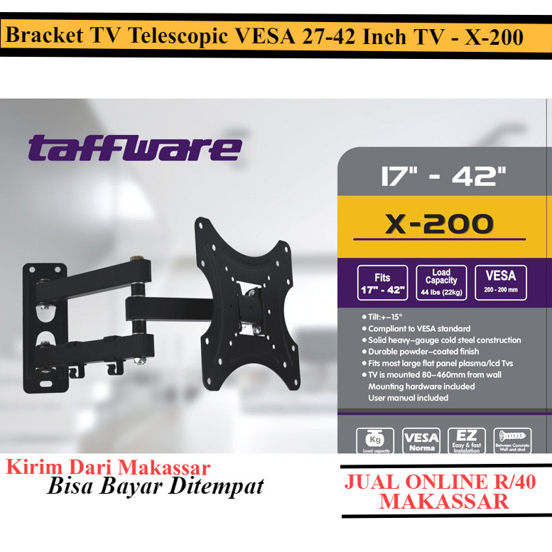 Jual JOR MKS - Bracket TV Telescopic VESA 200 x 200 for 17-42 Inch ...