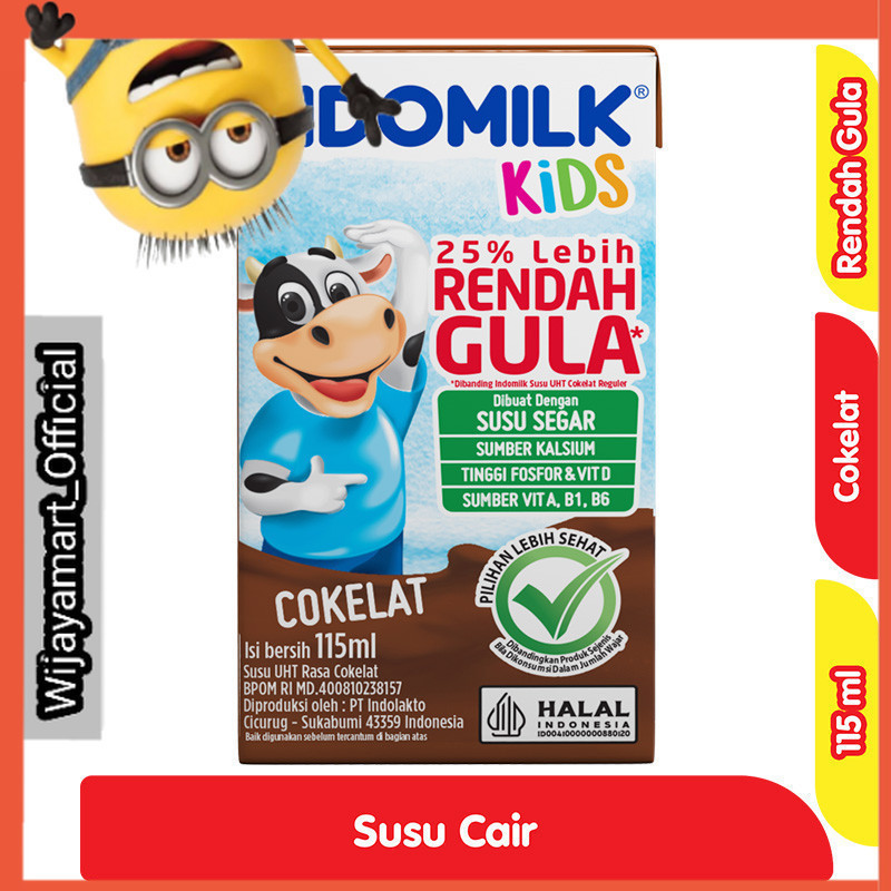 Jual Indomilk Kids Susu UHT Cokelat Rendah Gula Kotak 115 ml | Shopee Indonesia