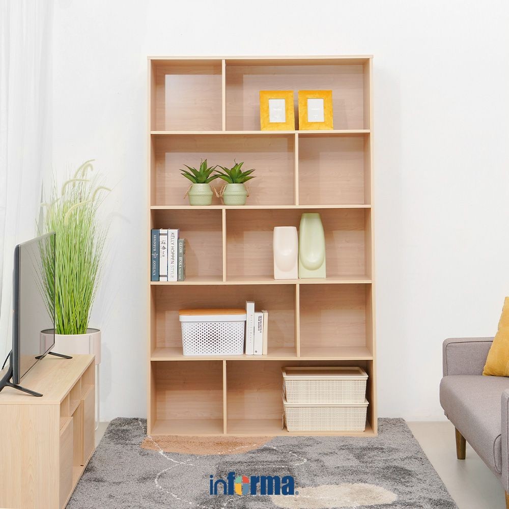 Jual Informa Rana Rak Buku 10 Kompartemen - Cokelat Maple Bookshelf ...