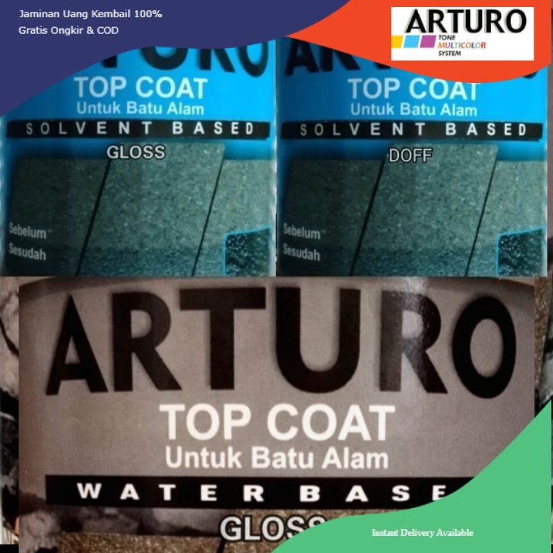 Jual ARTURO Top Coat Coating Klg 1 Liter Solvent Based Gloss Doff & Top ...