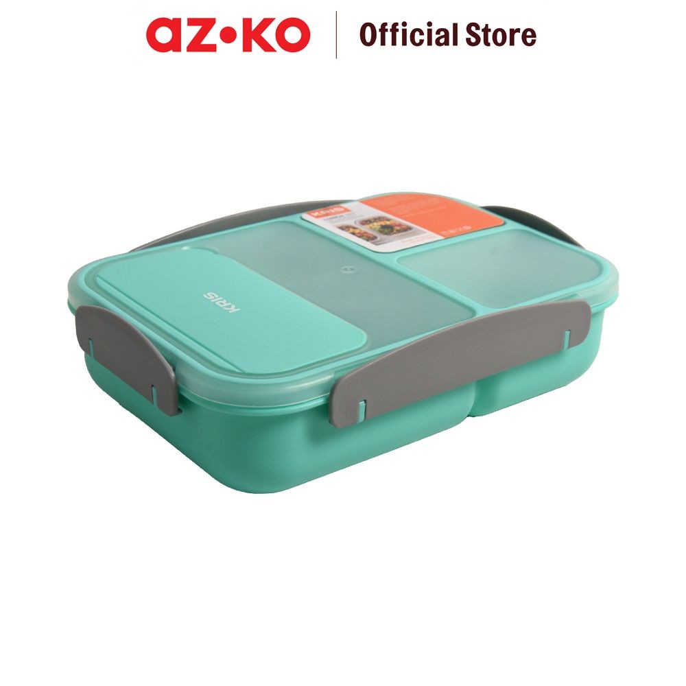 Jual Kris 1.7 ltr Kotak Makan 3 Sekat Dengan Sendok & Garpu - Hijau Lunch Box Food Grade Bebas ...