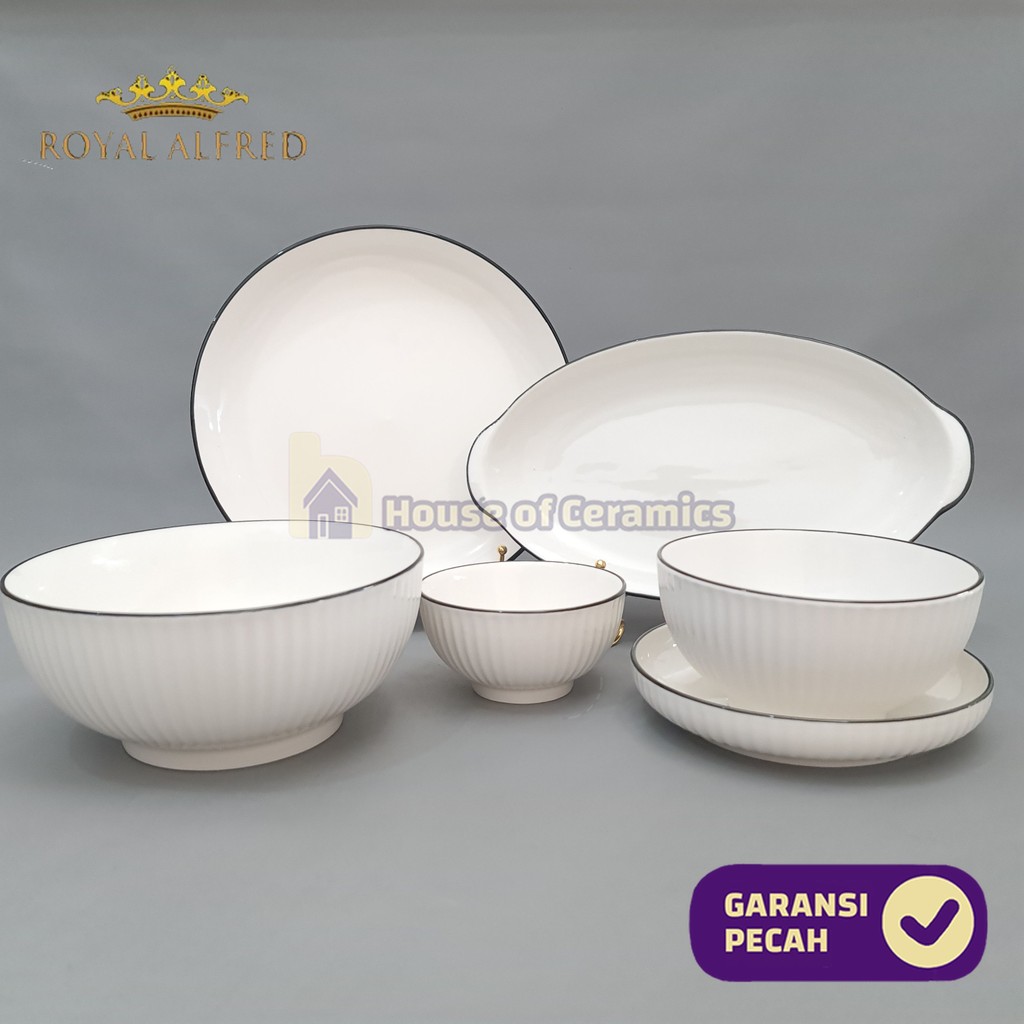 Jual ROYAL ALFRED Piring Mangkok Keramik SHANA Series Putih Polos ...