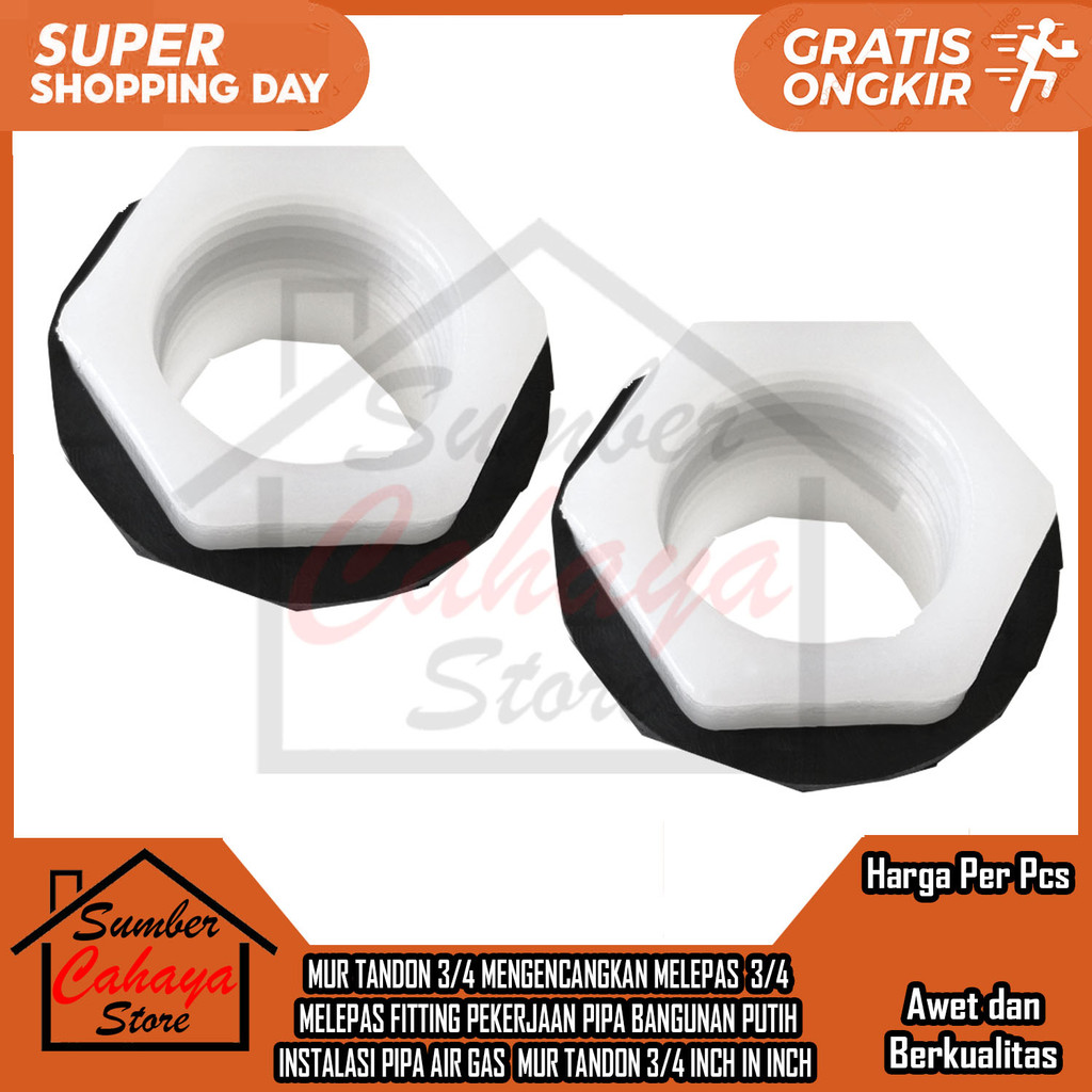 Jual Mur Tandon 3/4 Inch Mor Drat Ring Toren Air Tedmond Pvc Verloop ...
