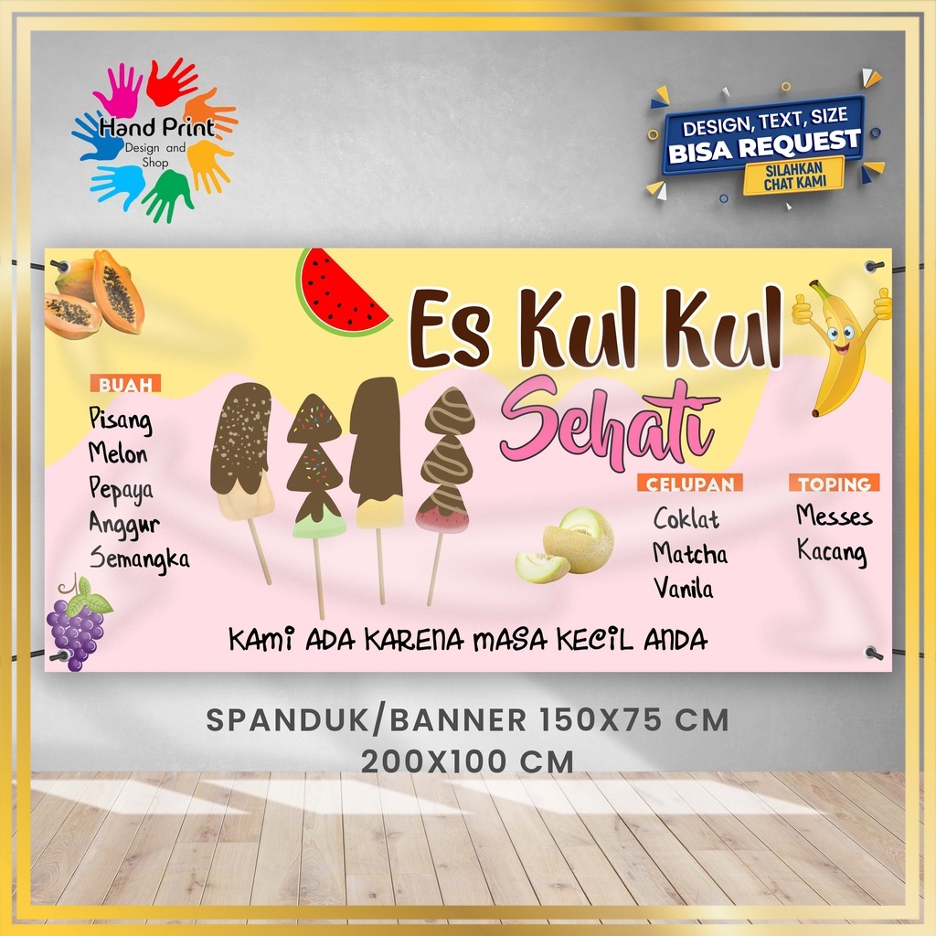 Jual SPANDUK / BANNER Es Kul Kul Cantik Pink C Bisa Request Desain ...