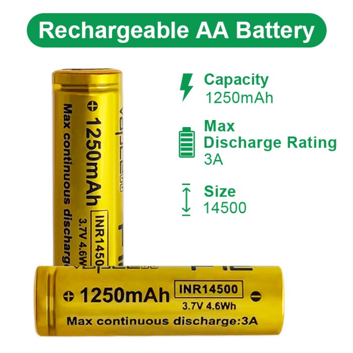Jual VAPCELL F12 BATERAI 14500 1250mAh 3A 3.7 VOLT HIGH CAPACITY ...