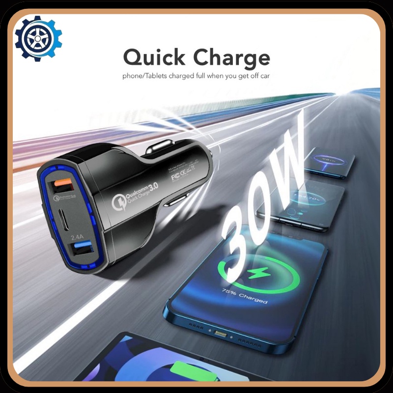 Jual Car Charger Fast Charger Mobil Fast Charging 7A 3 Port Original ...