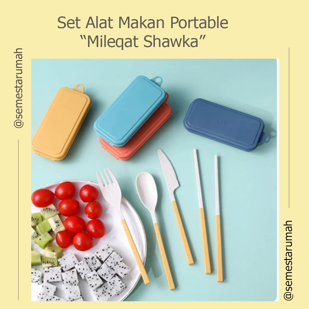 Jual SET ALAT MAKAN PORTABLE/ALAT SET MAKAN WHEAT STRAW/SOUVENIR SET ...