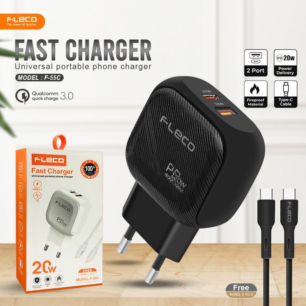 Jual CAS CASAN Charger FLECO F-55C [ BATOK COLOKAN C DAN 1 USB ] Power ...