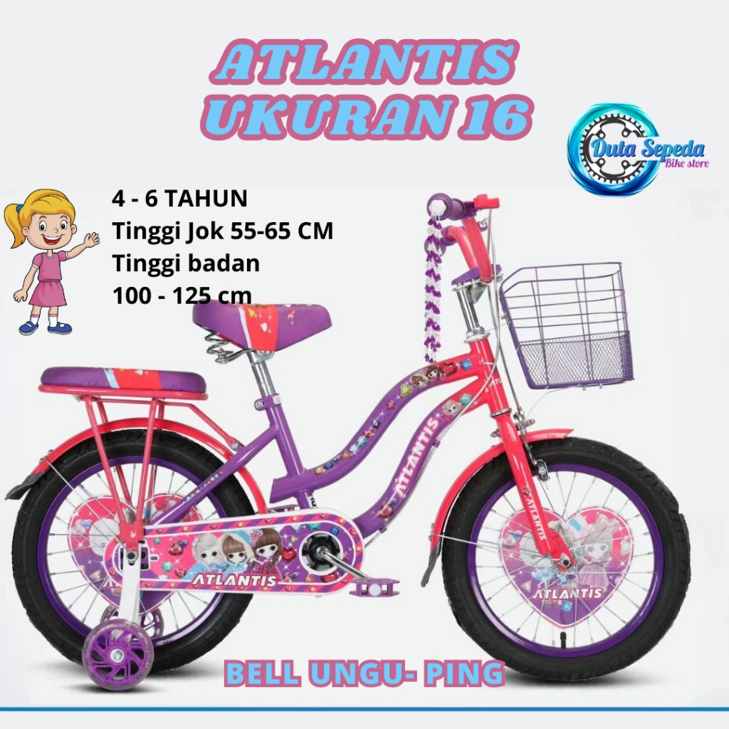 Jual Sepeda anak perempuan 16 inch ban pompa Atlantis dan Centrum ...
