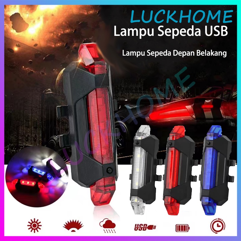 Jual Lampu Sepeda LED Rechargeable Anti Air Lampu Sepeda Depan Belakang ...