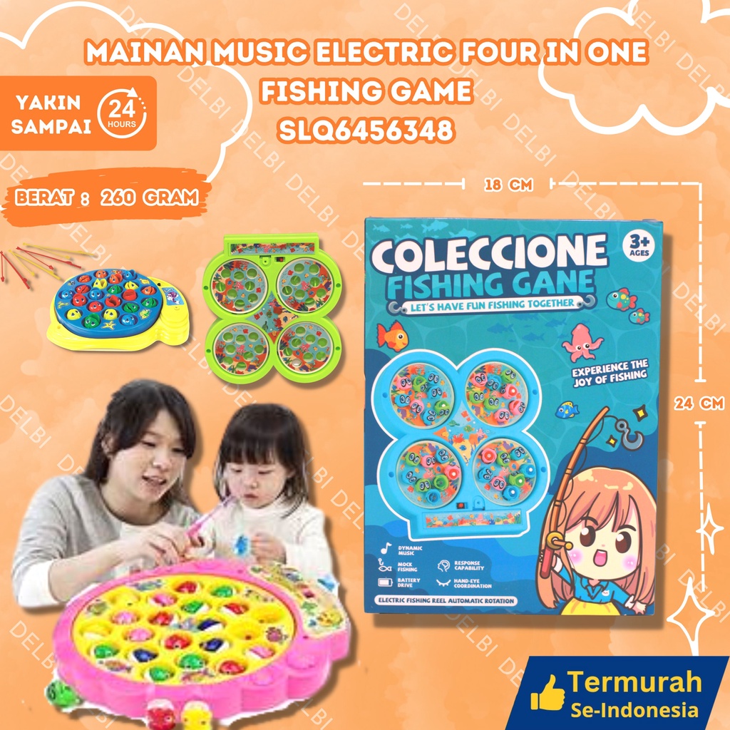 Jual Fishing Game / Mancing Ikan 4 Kolam Magnet Mainan Music Electric ...
