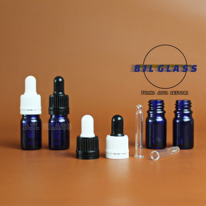 Jual Botol kaca pipet 5ml biru / botol serum tetes 5ml biru ring segel ...