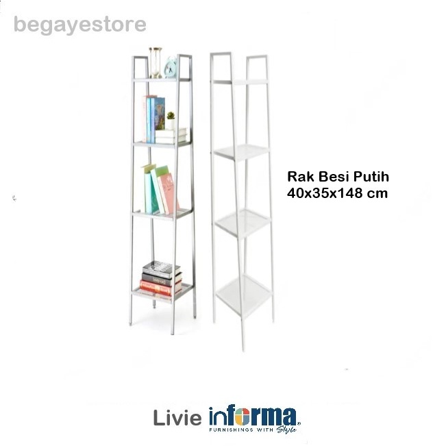 Jual Rak Besi Serbaguna 4 Susun Putih / Rak Buku Livie Informa | Shopee ...