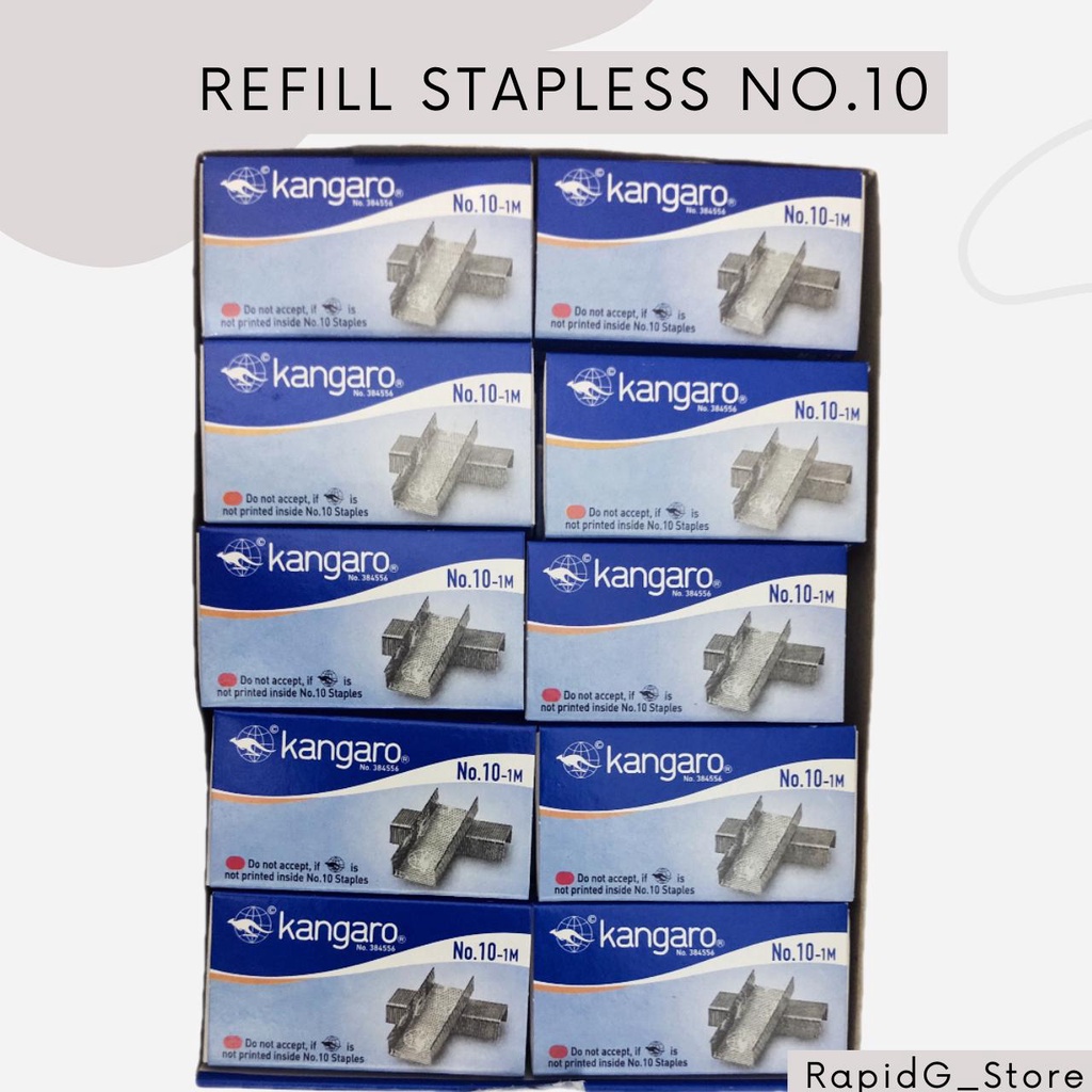 Jual Isi Staples Stapler No 10 Kangaro Isi 20 Kotak Kecil Rapid Store ...