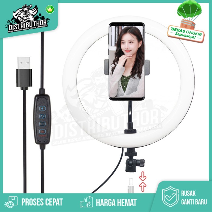 Jual Lampu Handphone LR01 V2 LED Selfie Ring Light 26 Cm photograpry ...