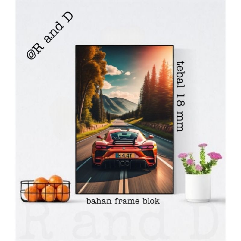 Jual Hiasan dinding kamar ukuran A4, poster kayu gambar mobil sport ...