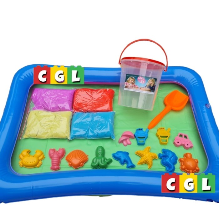 Jual Paket Hemat Mainan Box Pasir Ajaib 1kg Pasir Alas Cetakan Pasir ...